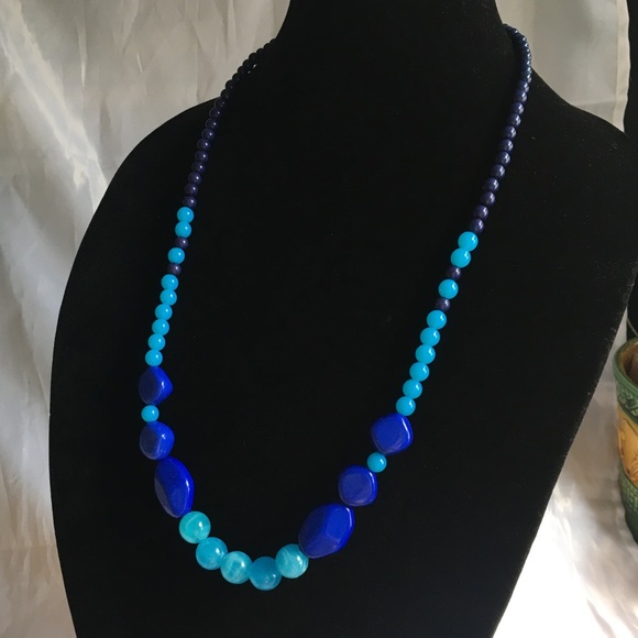 Jewelry | Electric Ice Blue Marble Lucite Rich Royal Navy Blue Handmade ...